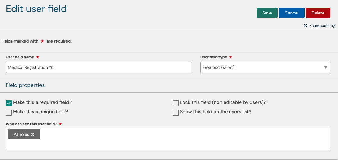 User fields – risr/advance