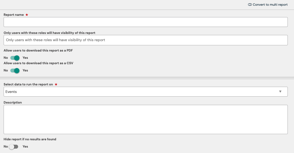 Create a new report – risr/advance