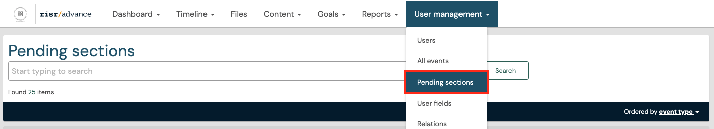 Pending sections – risr/advance