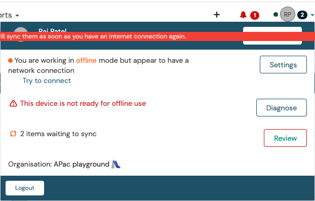 Working offline – risr/advance