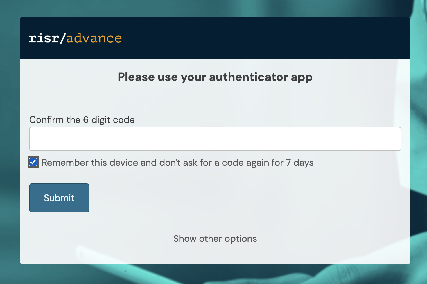 Two Factor Authentication – risr/advance